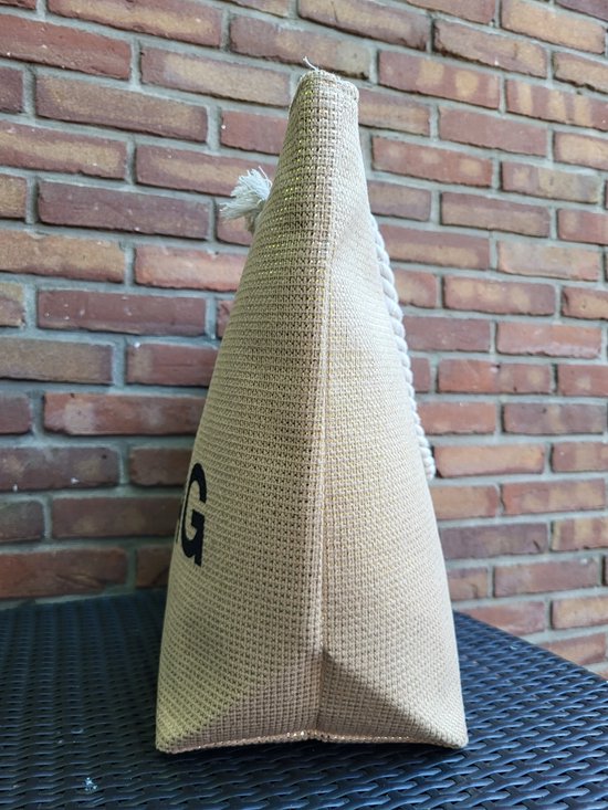 Strandtas Dames Groot – Shopper Tas – Zomertas met Goud Draad – Grote ...