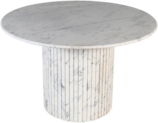 PTMD Neelim White Marble Dining Table Ribbed Base Round | bol