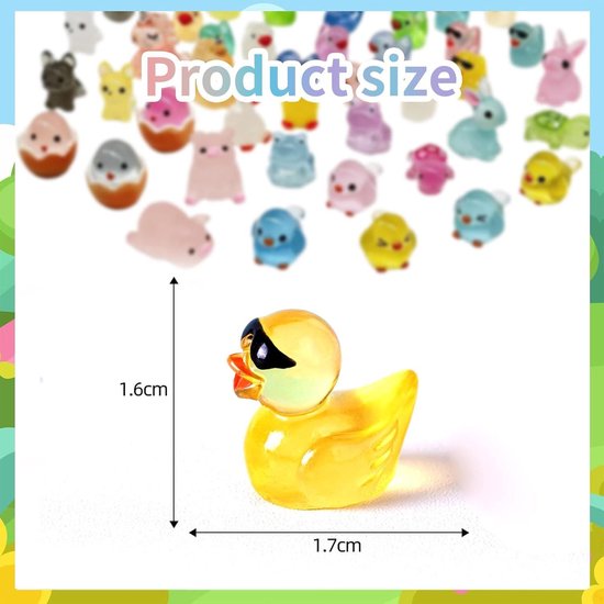 50 Pcs Luminous Mini Duck Figures - Resin Miniatures for Crafts and ...