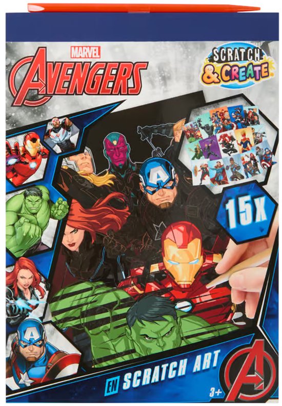 Marvel Avengers Scratch & Create - krasboek met pen - krasblok - kids 3 ...
