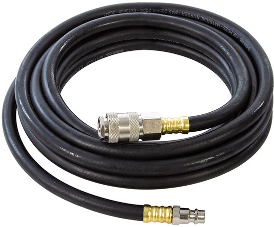 Professionele rubber persluchtslang met snelkoppelingen - 6 x 13 mm ( 5 ...