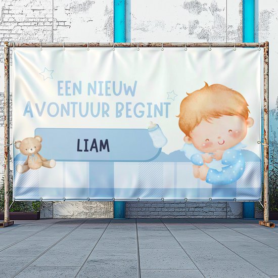 Geboorte spandoek Een nieuw avontuur begint - 180 x 120 cm - spandoek ...