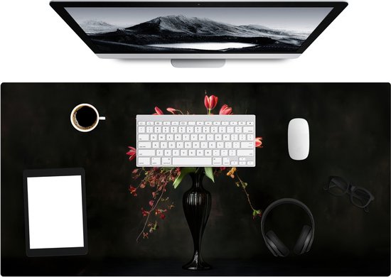 Bureau onderlegger 100x50 cm - Muismat Sierlijk - Boeket - Vaas ...