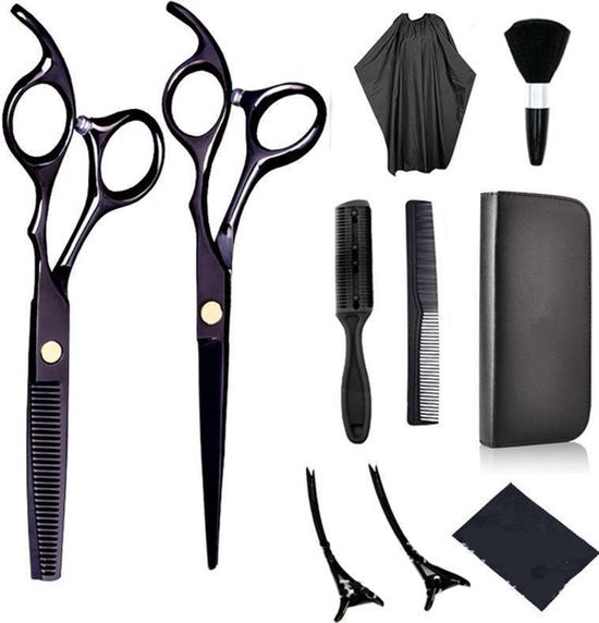 Professionele 10 in 1 kappersset - Zwarte Scharen - kapperset - Scherpe ...