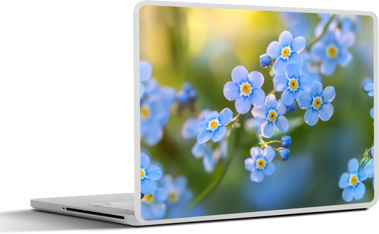Laptop sticker - 14 inch - Bloemetjes - Blauw - Vergeet mij nietjes ...