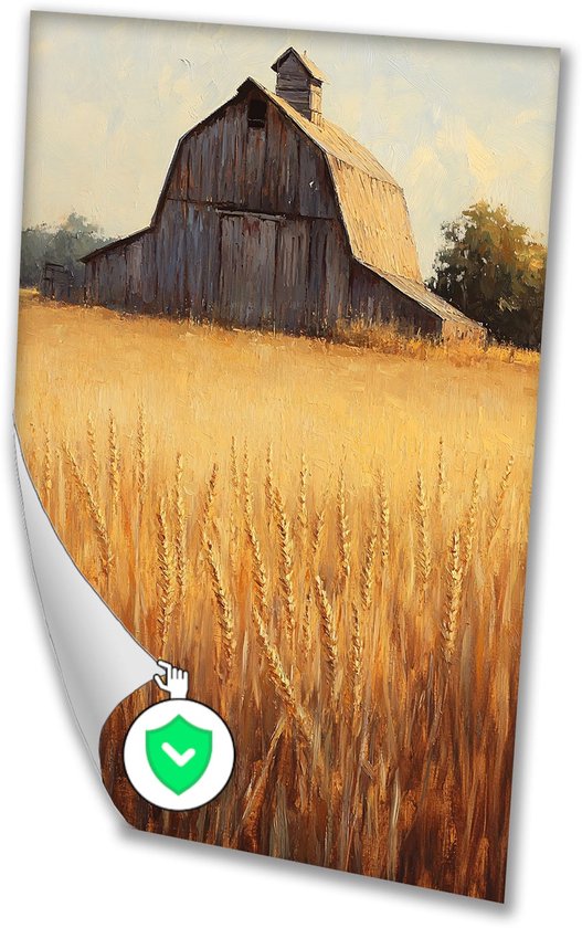 Oude schuur in graanveld - Schuur muurdecoratie - Poster graan - Realisme -... | bol