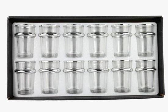 Bavary Arabic Glazen - Set van 12 stuks - Zilver Design - TheeGlas | bol