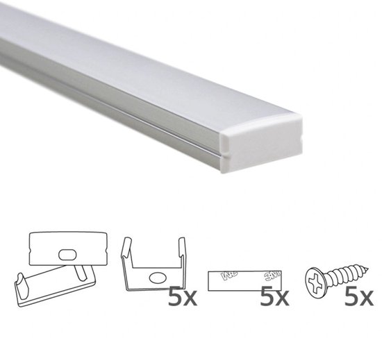 Led strip profiel opbouw 2M – 10mm hoog – incl. afdekkap - Led profiel ...