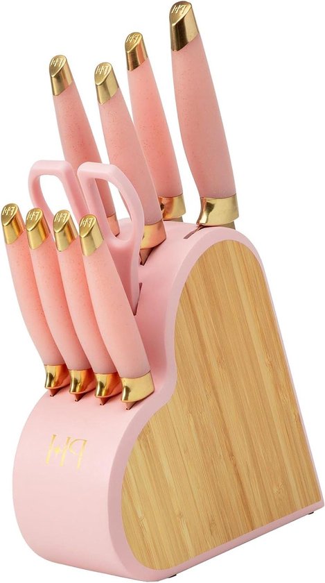 Messenset van roestvrij staal met robuust bamboe messenblok - ideaal ...