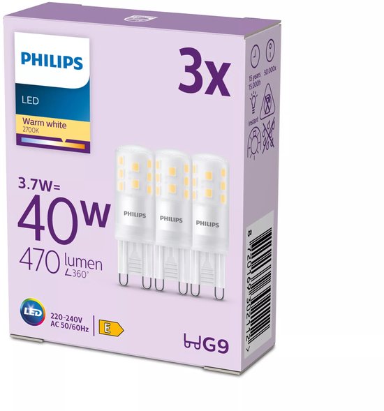 Philips LED Capsule - 40 W - G9 - Warmwit licht - 3 stuks | bol