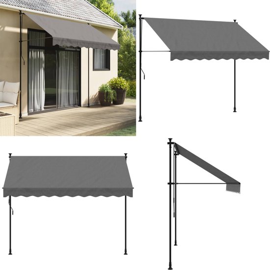 vidaXL Luifel uittrekbaar 250x150 cm stof en staal antracietkleurig ...