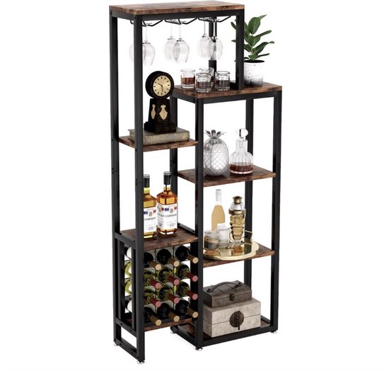 Wijnrek - Wijnkast - Drankkast - Bar - Staand - Hout - Metaal ...