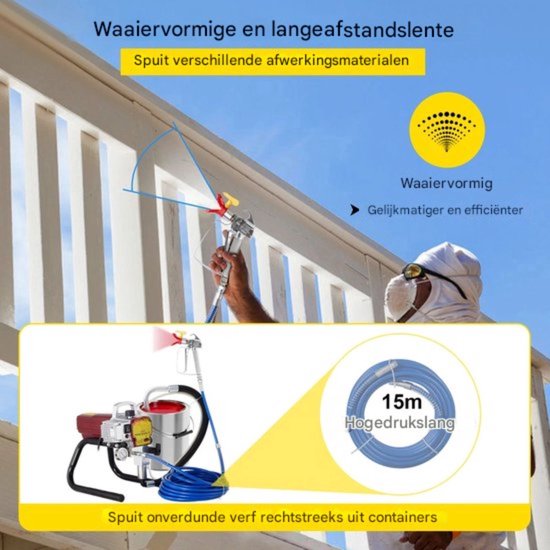 Professionele hoge druk verfspuit - Airless Spuitmachine - 1800W | bol