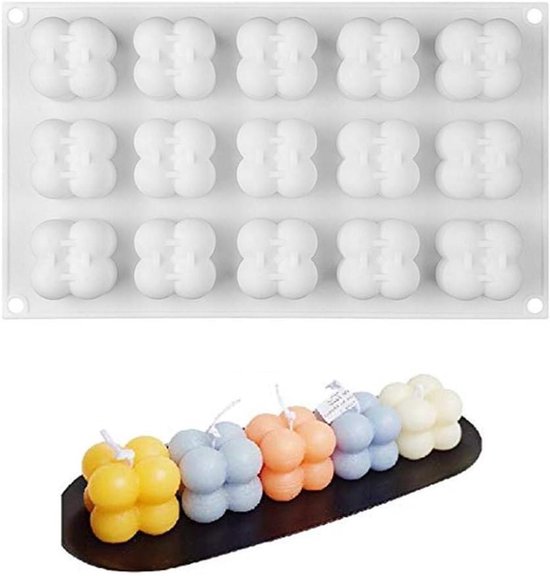 3D Silicone Mold 15 Holes Mini Bubble Cube Ball - DIY Chocolate Candle ...