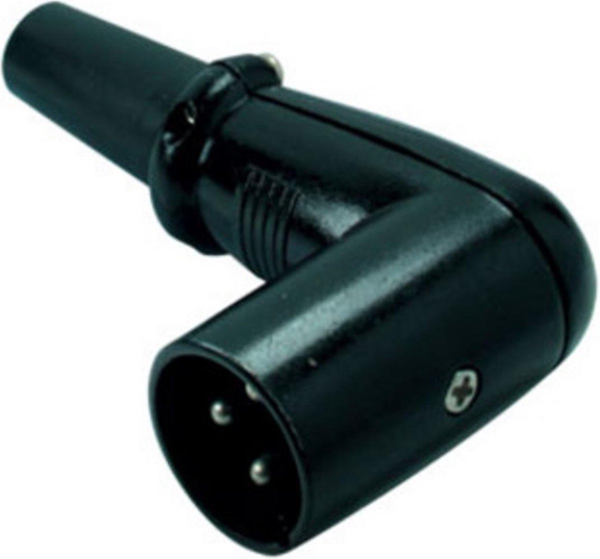 XLR 3-pins (m) haakse connector met rubberen trekontlasting / zwart ...
