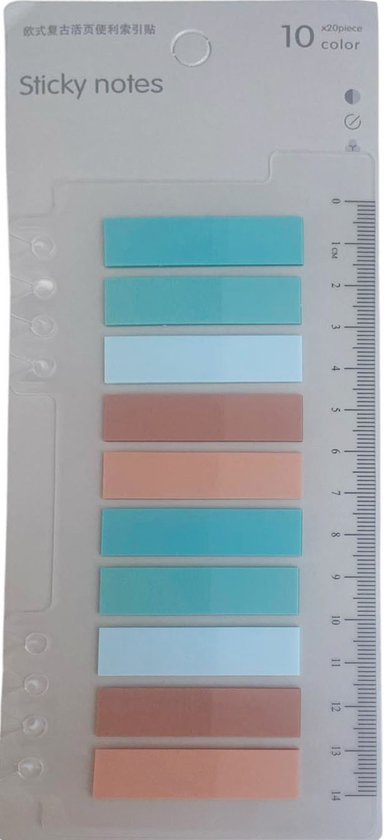Index tabs - 200 stuks - inclusief liniaal - 10 kleuren - sticky notes ...