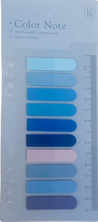 Index tabs - 200 stuks - inclusief liniaal - 10 kleuren - sticky notes ...