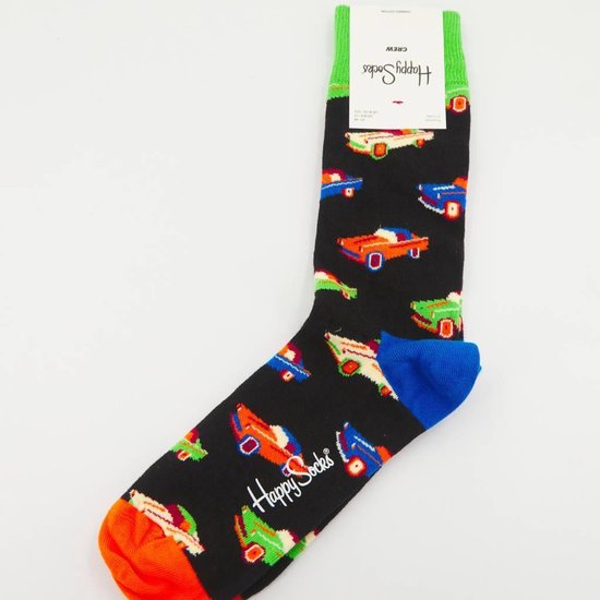 Happy Socks Car Sock - zwart met autootjes - Unisex - Maat: 41 - 46 | bol