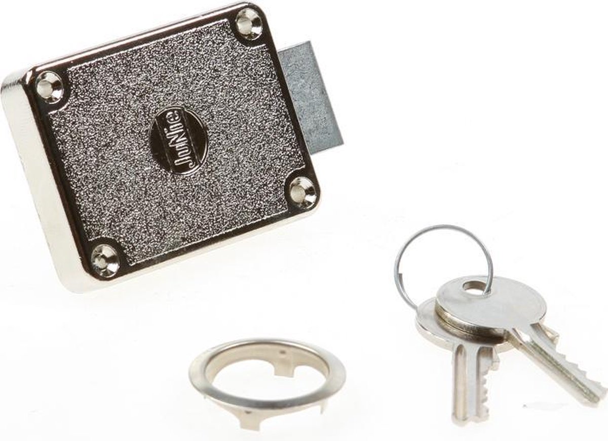 bol.com | JuNie Meubelslot schuifdeurslot opleg met cilinder vernikkeld ...