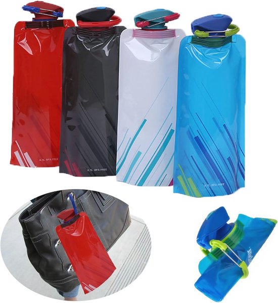 Flexibele Opvouwbare Waterflessen met Karabijnhaak - 700 ml ...