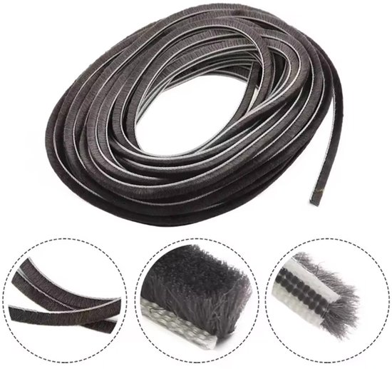 FSW-Products Zelfklevende Deurafdichting – Tochtstrip met Borstel Zwart ...