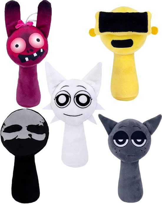 Topknuffels® - Set van 5 Sprunki Knuffels 20 cm – Wenda, Grey, Garnold ...