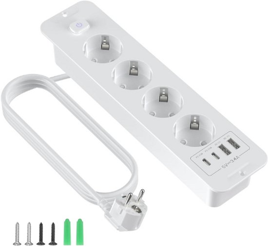 Inbouwstopcontact Met USB - 4-Voudig Tafelstopcontact Met USB-A En Type ...