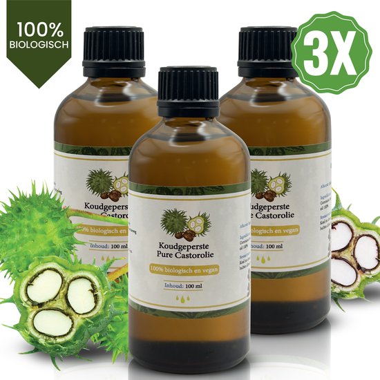 Castor Olie Koudgeperst - 3x 100ml (300ml) in Duurzame, Glazen Flesjes ...