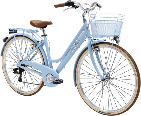 Stadsfiets 28 inch RETRO Lady blauw incl. mand | bol