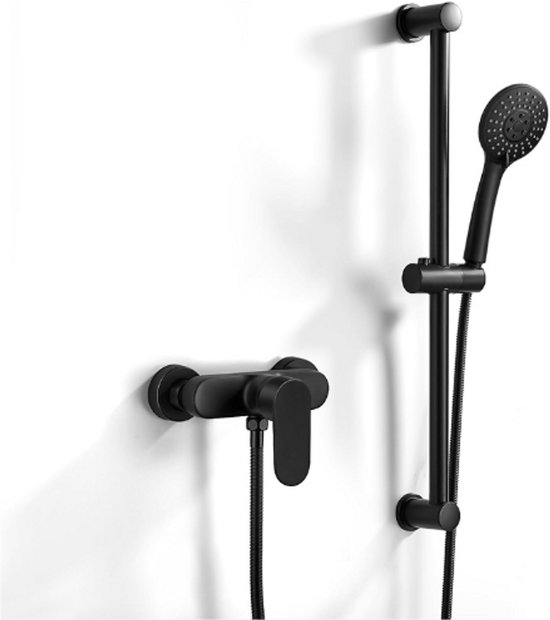 Zwarte Douchekraan Met Doucheset - Eengreepsmengkraan - Wandmontage ...