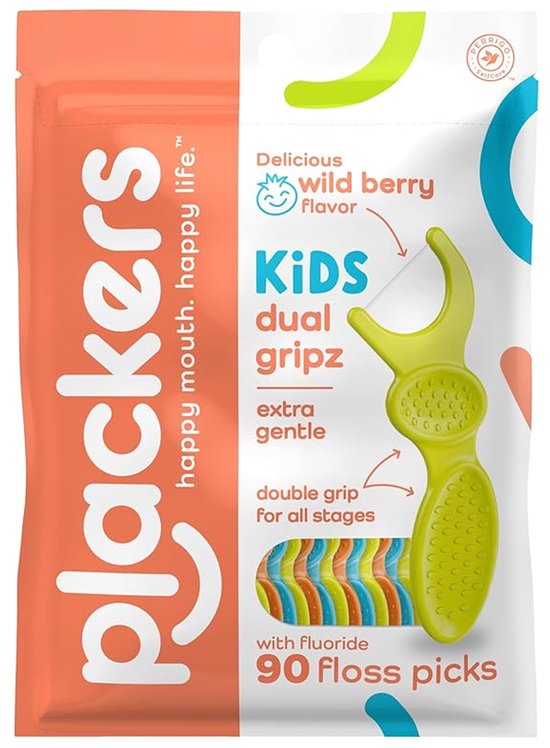 Plackers Kids Dual Gripz Floss Picks – Wild Berry – 90 Stuks ...