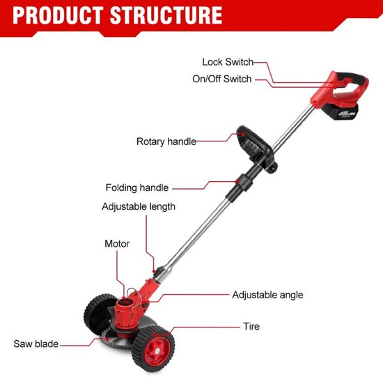 Coupe-bordures électrique Bovista - Sans fil - Avec batterie - Voegenborstel -... | bol