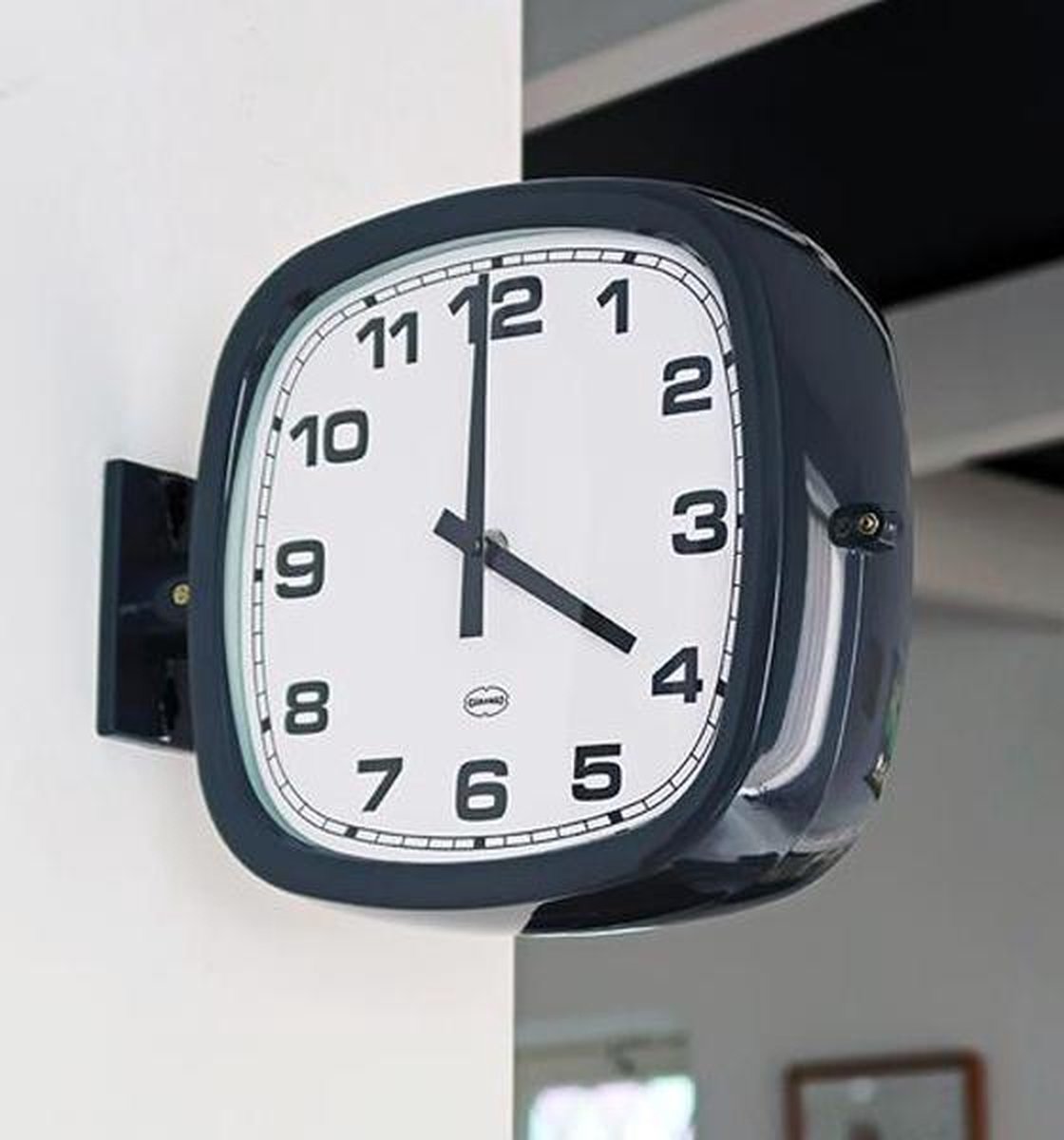 CABANAZ - klok met 2 uurwerken, plastic, glas, DOUBLE CLOCK, grijs | bol