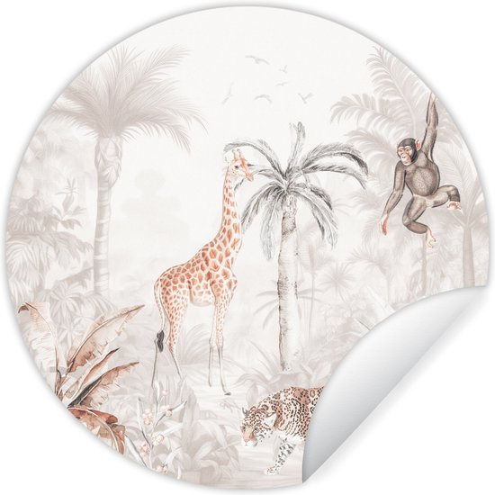 WallCircle - Muurstickers - Behangcirkel - Wilde dieren - Jungle - Vintage -... | bol
