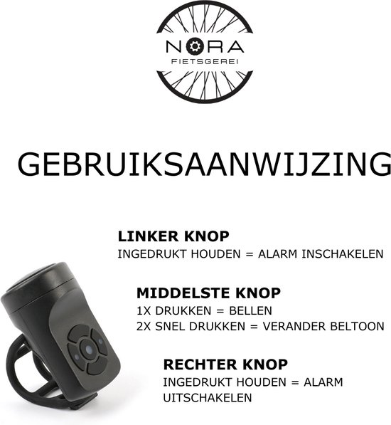NORA | Elektrische fiets toeter met bewegings alarm | Waterdichte ...