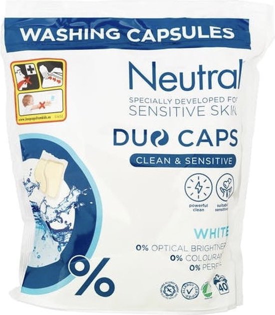 Neutral Duo caps Clean & Sensitive white | bol