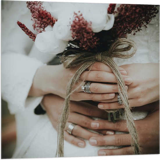 Vlag - Boeket - Touw - Bruiloft - Koppel - Ringen - 80x80 cm Foto op ...