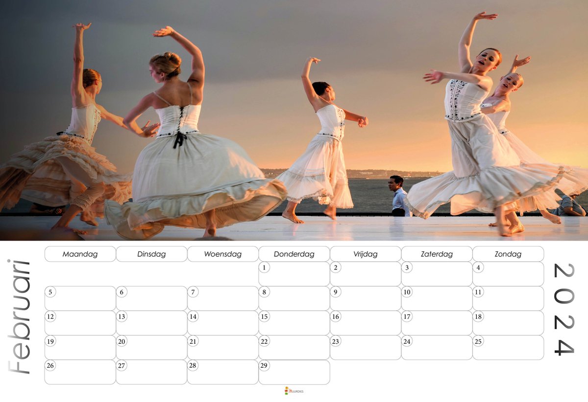 Huurdies - Dans Kalender - Jaarkalender 2024 - 35x24 - 300gms | bol.com