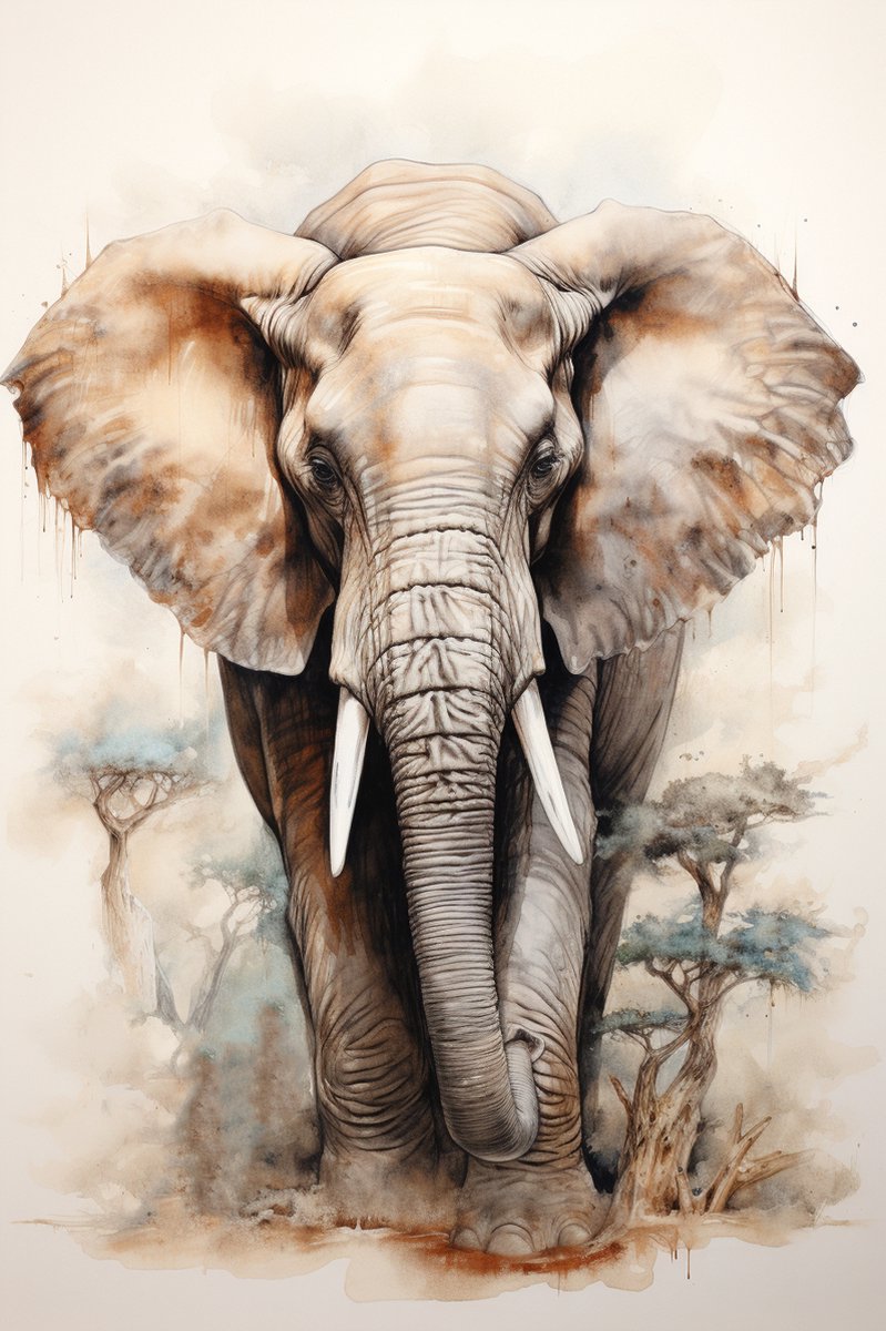 Olifant Poster | Poster Olifant | Kunst Olifant | Woondecoratie ...