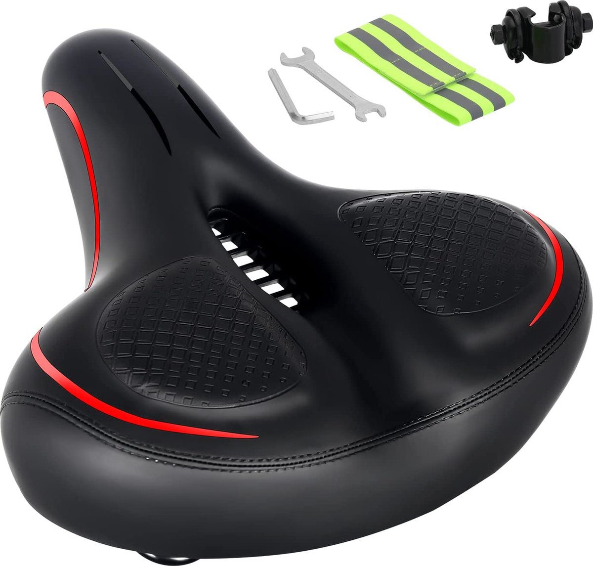 Wowstar fietszadel, oversized gel fietsstoeltje dames heren comfortabel ...