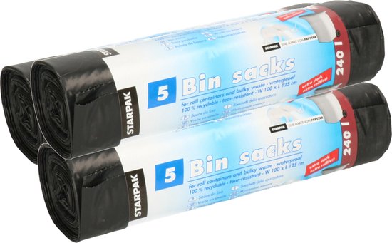 Papstar afvalzakken / vuilniszakken XXL - 240 liter - 15x stuks - extra ...