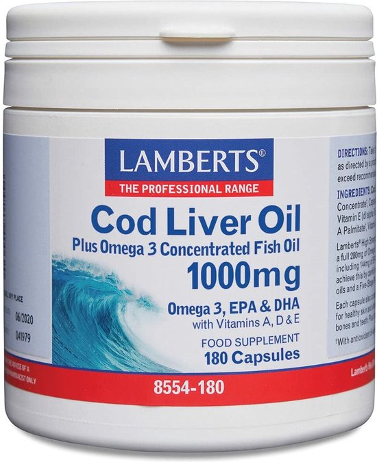 Lamberts Levertraanolie 1000 mg - 180 Capsules - Visolie ...