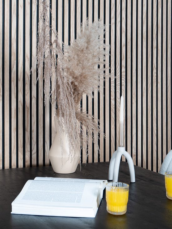 Akoestisch Wandpaneel Eiken - 280 x 60 x 2.2 cm - Lattenwand | bol