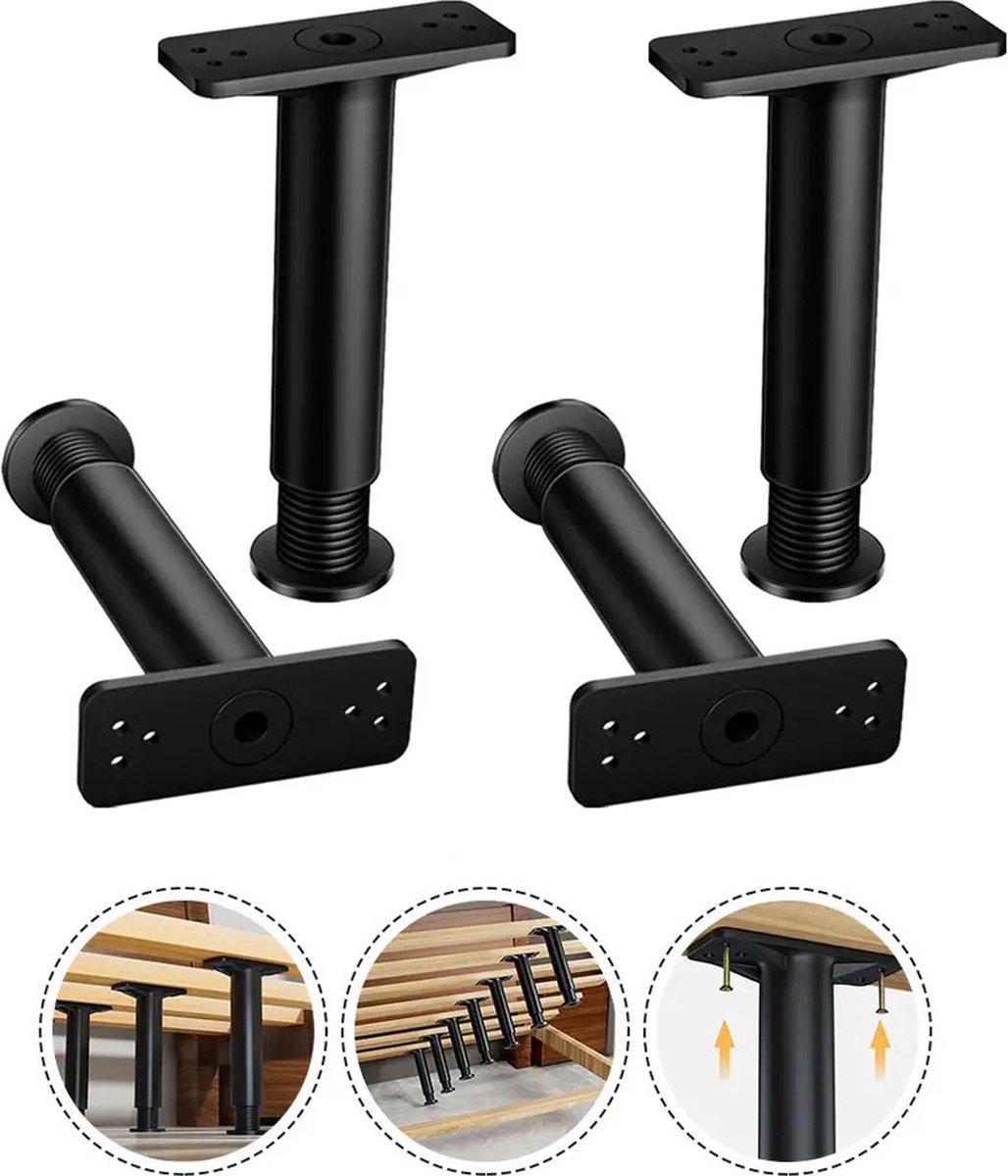 Consumerce® Set van 4 Verstelbare Meubelpootjes 15-25cm - Zwart - Meubelpoot -... | bol.com