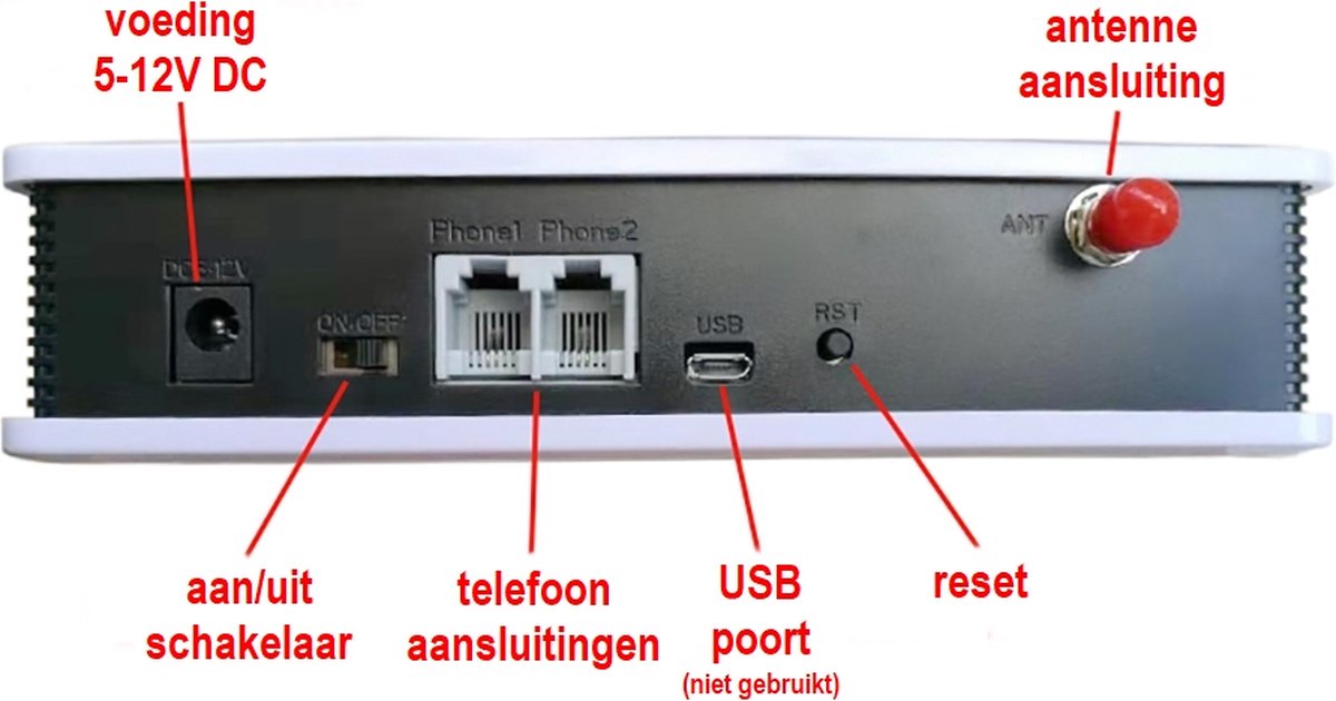 A380-display 4G GSM INTERFACE voor aansluiten van een analoge telefoon ...
