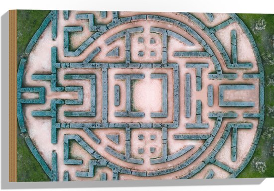 Hout - Landschap - Doolhof - Gras - Rondje - 60x40 cm - 9 mm dik - Foto ...