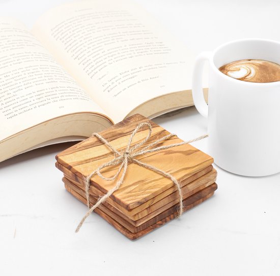 Olijf hout - Onderzetters - 4 stuks - Gepersonaliseerd | bol