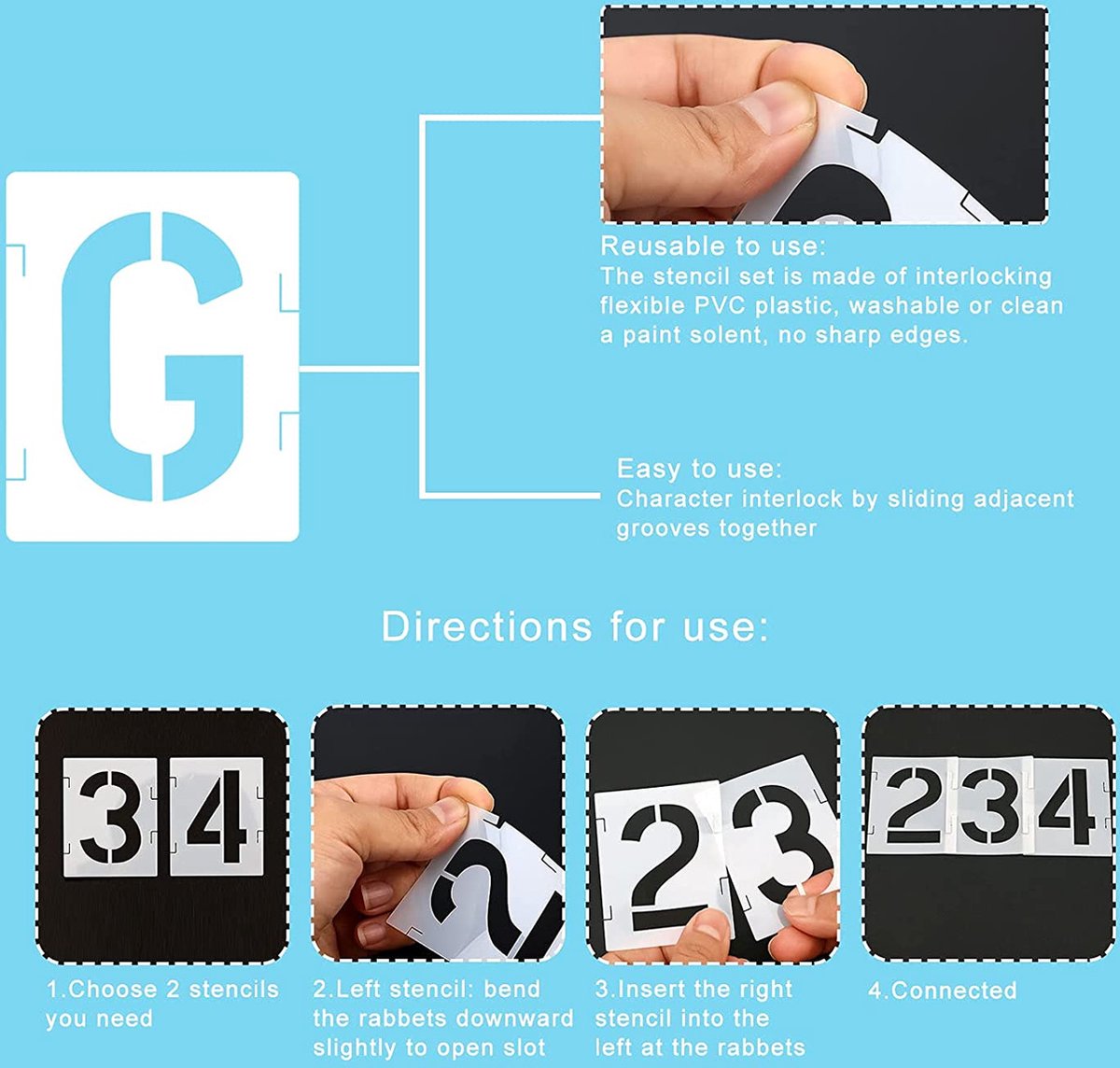 SAVITA 42st Herbruikbare Sjablonen - Alfabet Letters, Nummers, Symbolen ...