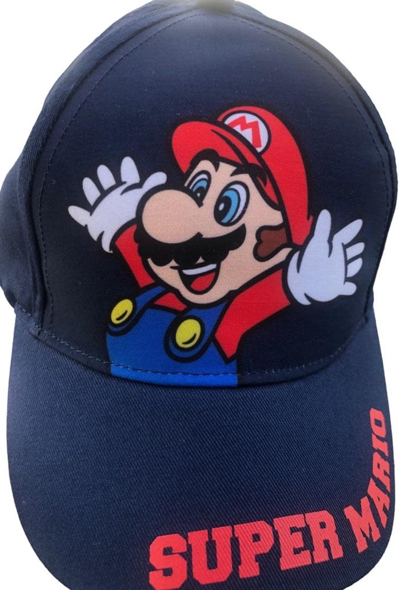 Super Mario - pet - cap - blauw - Maat 52 cm | bol