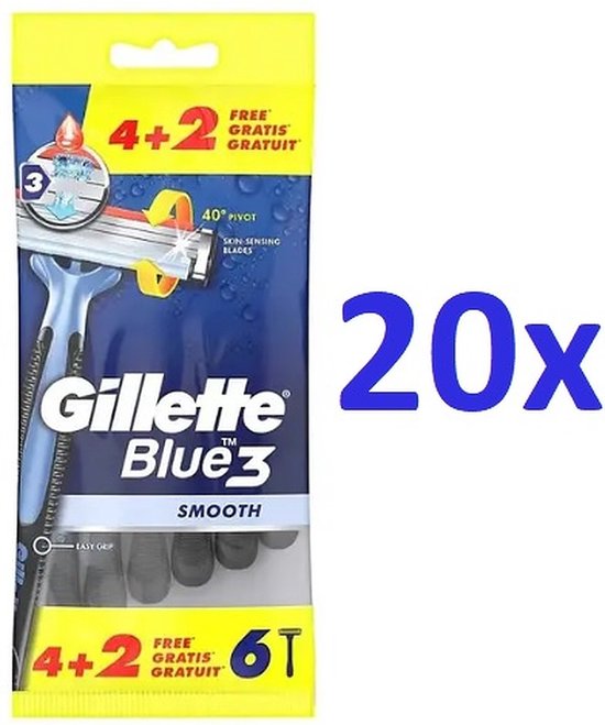 Gillette Blue 3 Smooth Wegwerpmesjes - 20x6st - Voordeelverpakking | bol